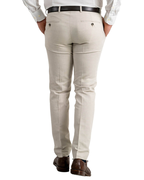 Gagliardi Beige Italian Cotton Linen Trousers | Bortex - Bortex Fine ...