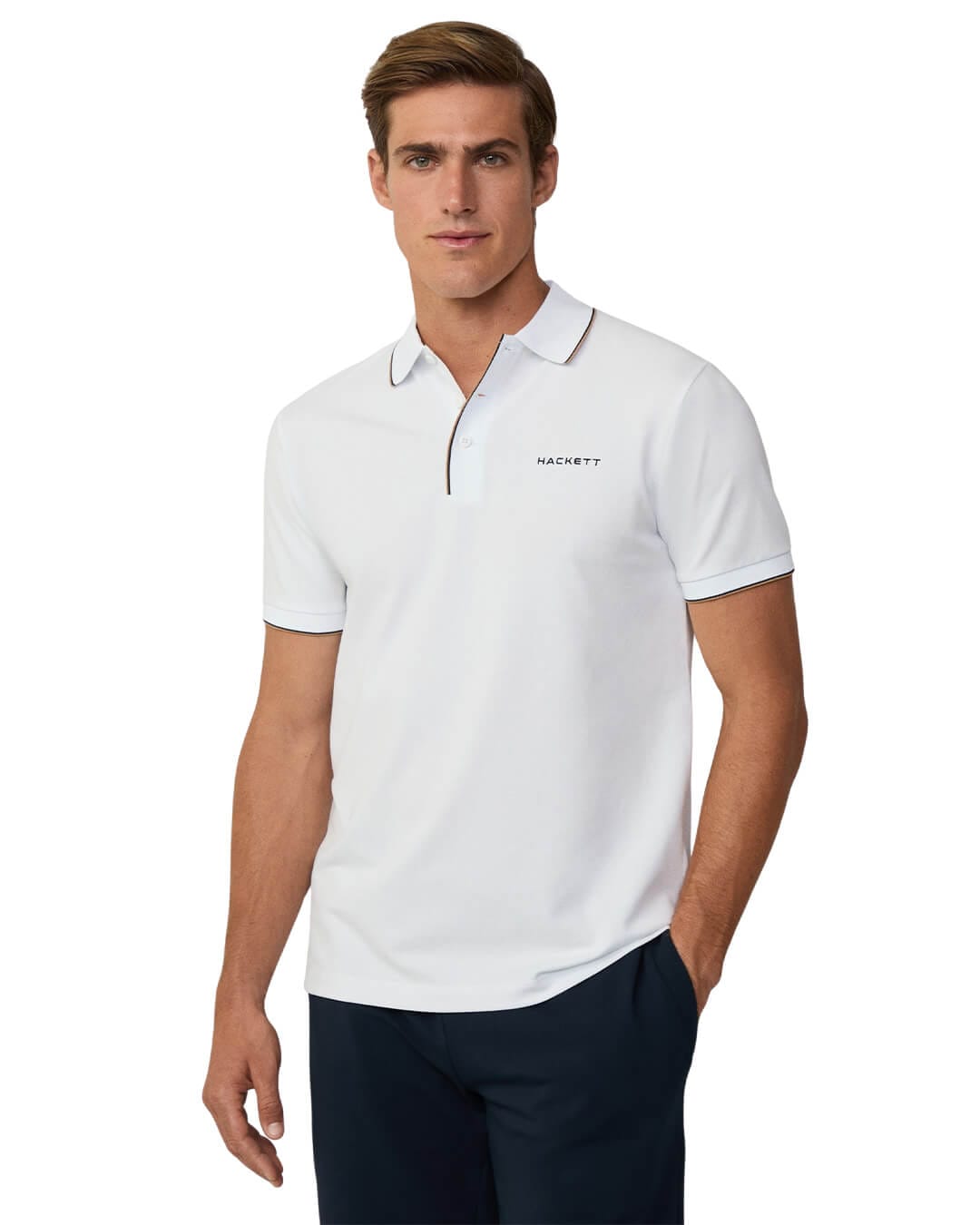 Hackett White Resort Tipped Polo - Bortex Fine Tailoring