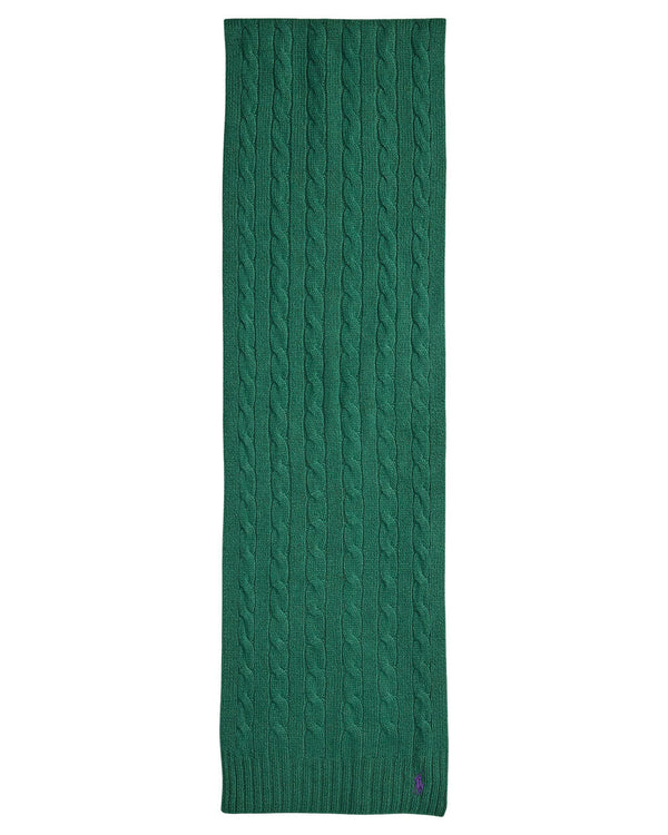 CABLE-KNIT WOOL-CASHMERE SCARF GREEN - Bortex Fine Tailoring